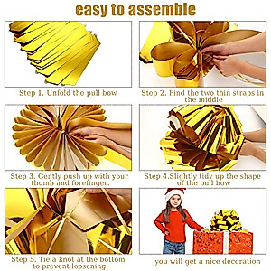 2 Pack Big Car Bow Pull Bow for Cars Gift Wrapping Valentine's Day President's Day Big Gift Bows Giant Bow for Presents Birthday Wedding Office Decorations (Red, 20 Inch) (Gold, 16 Inch)