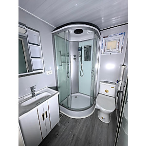 Generic Mobile House Portable House Foldable Detachable Prefabricated Luxury Villa Design Easy Setup Move,Mobile Expandable House Bedroom Bathroom Living & Kitchen (30ft X10ft X10ft), White/Grey