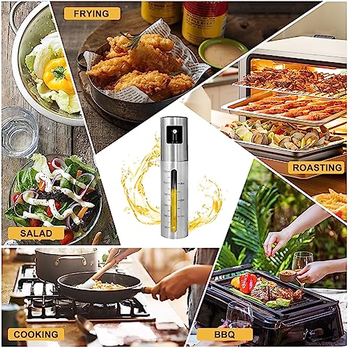 ZOBOOFIL Oil Sprayer for Cooking, 120ml Olive Oil Spritzer Sprayer Bottle, Premium Oil Sprayer Mister, Kitchen Gadgets Accessories Widely Used for Salads, Barbecues, Kitchen Baking, Grilling