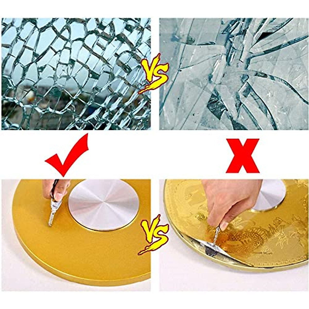 Lazy Susan turntable rotating tray, 10mm tempered glass plate and thicked aluminum alloy bearing, flexible rotation, Silent (Color : Gold, Size : 60cm/23.5in)