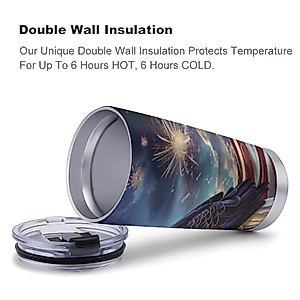 zxxpensy 20 Oz Tumbler Travel Cup Bald Eagle Water Bottle, Stainless Steel Vacuum Insulated Coffee Mug with Straw Lid And Cleaning Brush