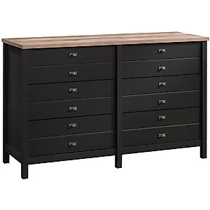 Sauder Cottage Road 6-Drawer Bedroom Dresser in Raven Oak, Raven Oak Finish