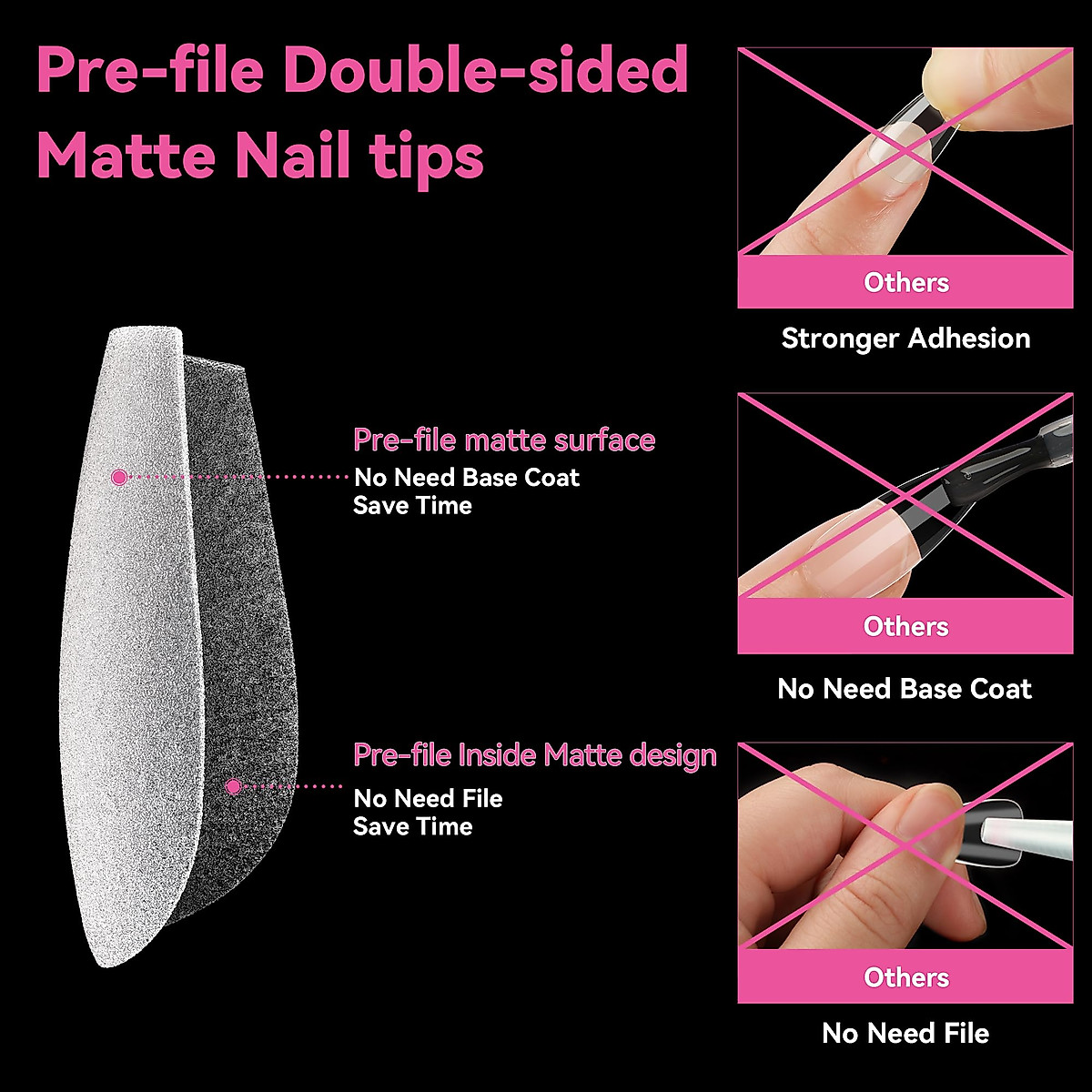 UNA GELLA Short Almond Gel Nail Tips - 360Pcs 15 Sizes Full Matte Pre-Buff Natural Look & Perfect Fit Full Cover Clear Acrylic False Gelly Nail Tips Long-Lasting Easy to Apply & Remove Ideal for DIY