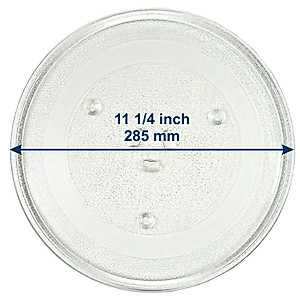 HQRP 11-1/4 inch Glass Turntable Tray Compatible with Magic Chef 203500 MCO160UW MCO165UB MCO165UW MCP13E1ST MCT9E1ST MCD990W MCD991ARB MCD991ARS MCO160S MCO160UB MCO160UQ Microwave Oven Plate
