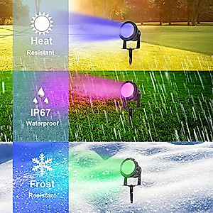 Tsanhoo Spot Lights Outdoor, 15W Waterproof Spotlights for Yard, RGBW Outdoor Spotlight,Low Voltage Landscape Lights, Intelligent Dimming APP Control Outdoor Led Spotlight (Without Remote Control)