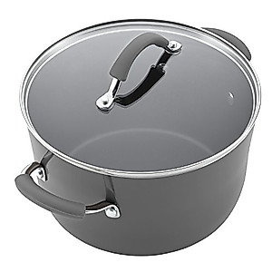 Rachael Ray - 16802 Rachael Ray Cucina Nonstick Cookware Pots and Pans Set, 12 Piece, Sea Salt Gray