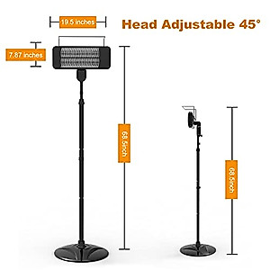 Patio Heater Garage 1500W Heater-Outdoor With 3 Modes Fast Heating, Electric Heaters Wall-Mounted/Standing Height & Angle Adjustable,Tip-Over & Overheat Protection,Garage, Backyard, Camping