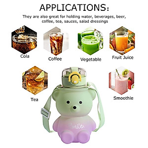 LIERWOI Kawaii Bear Water Bottle With Straw, Leak-Proof Kawaii Water Bottle 800ml,BPA Free, Cute Gradient Colorful Kawaii Water Bottles For Girls Office Travel