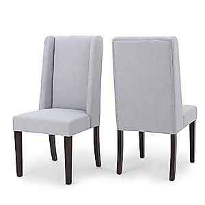 Christopher Knight Home Rory Fabric Dining Chairs, 2-Pcs Set, Light Grey Blue
