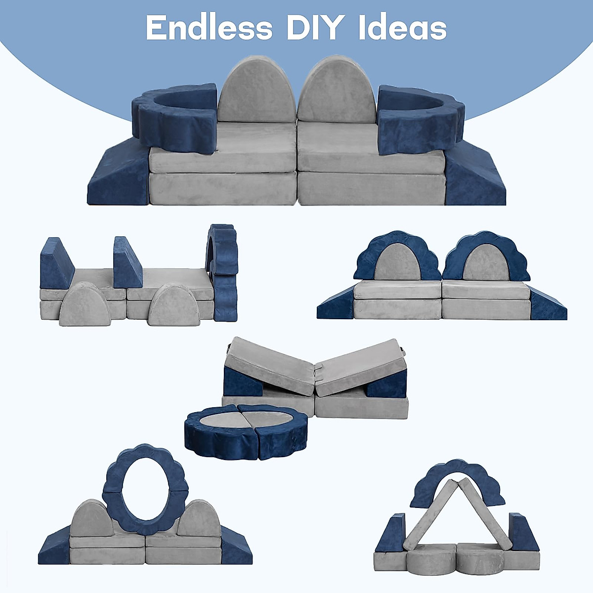 WEEKAN Kids Play Couch Set of 10 Modular toddler couch, Multifunctional Play Kids Sofa Great for Bedrooms and living room, Imaginative Kids Couch for Girls and Boys.