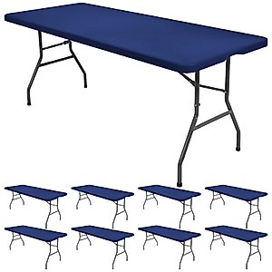YJYQHYX 8 Pack Spandex Table Top Covers for 6ft Table, Stretch Fabric Table Covers Washable Elastic Polyester Tablecloth for Home Parties, Banquet, Outdoor Picnics, Weddings (Navy Blue, 30"x72")