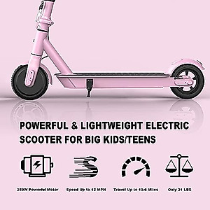 Hiboy S2 Lite Electric Scooter - 6.5" Solid Tires - Up to 10.6 Miles Long-Range & 13 MPH Portable Folding Commuting Scooter for Teens/Adults (Sakura Pink)
