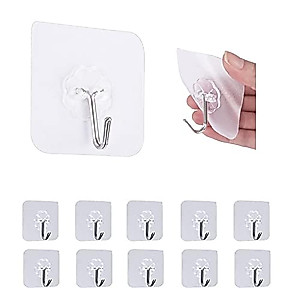 10pcs Strong Self Adhesive Door Wall Hangers, Transparent Hooks Suction Heavy Load Rack Cup Sucker