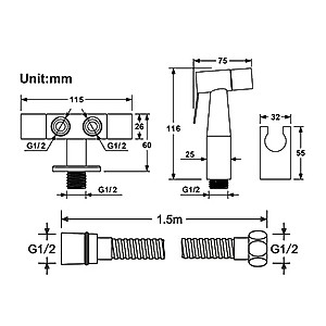 ZLOCYIVHE Hand Held Bidet Sprayer, Toilet Sprayer Gun for Bathroom Stainless Steel, Shower Head Self Cleaning Bathroom Fixture,Spray Gun and Angle Valve(Spray Gun and Angle Valve)