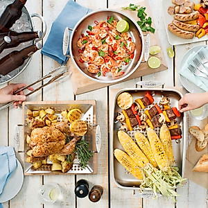 All-Clad Outdoor Stainless Steel Roaster 15x11 Inch Oven Broiler Safe 700F Roaster Pan, Pots and Pans, Cookware Silver