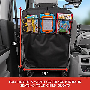 Lusso Gear Two Pack of Car Seat Protector (Black) + Two Pack of Heavy Duty Kick Mats (Black), Waterproof, Protects Fabric or Leather Seats, Premium Oxford Fabric, Travel Essentials…