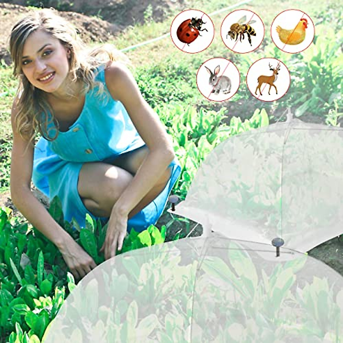 COSTYLE 2 Pack Plant Covers Protector 33 x 25.5 x20 Inch Strawberry Plant Protector to Keep Animals Deer Rabbits Out, Pop Up Garden Row Covers for Vegetables (Fabric, 20 inch)