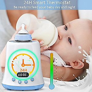 Baby Bottle Warmer, Bottle Warmer for Breastmilk or Formula with a Timer, Baby Food Defrost&Heater with LCD Display, Accurate Temperature Control, Constant Mode, Fit All Baby Bottles