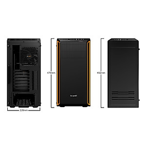 be quiet! Pure Base 600 | ATX Midi Tower PC Case | 2 Pre-Installed Fans | Tempered Glass Window | Orange | BGW20