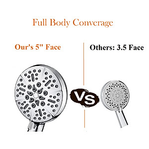 Shower Head with Handheld High Pressure-Full Body Coverage Powerful Rain Showerhead with Extra 60" Long Hose and Adjustable Brass Joint Holder- The Perfect Detachable Shower Heads for Bathroom Upgrade