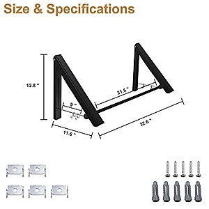 Clothes Drying Rack Folding Indoor with 32” Rod, Wall Mounted Foldable Clothes Hanger for Laundry Room, Collapsible Small Laundry Drying Rack for Dryer Room Closet Organization (2 Pack, Black)