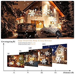 SYOND Christmas Snowflake Projector Lights Outdoor Indoor, Highlight White Snow LED Snowfall Show Projection Lamp,IP65 Waterproof Decorative Lighting for Xmas Home Party Wedding Garden Patio Landscape