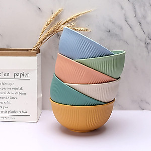 BanYakong Wheat Straw Bowls Set 24 OZ,Unbreakable Large Cereal Bowls Set of 6 Microwave and Dishwasher Safe BPA Free And Reusable Lightweight Bowl For Rice Noodle Soup Snack Salad Fruit