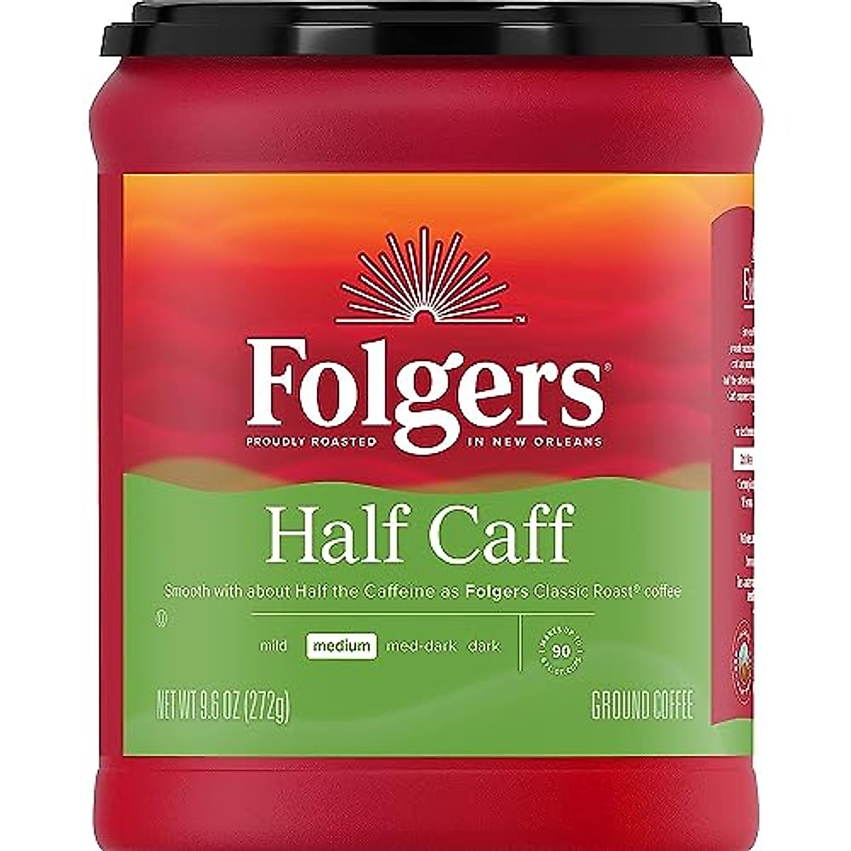 Folgers Half Caff Ground Coffee, Medium Roast, 9.6 Ounce