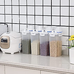 2Pack Food Storage Containers with Lids Airtight and Measuring Cup for Flour,Sugar,Grain,Rice & Baking Supply-Airtight Kitchen & Pantry Bulk Food Storage for Kitchen Organization,Clear 2.5L