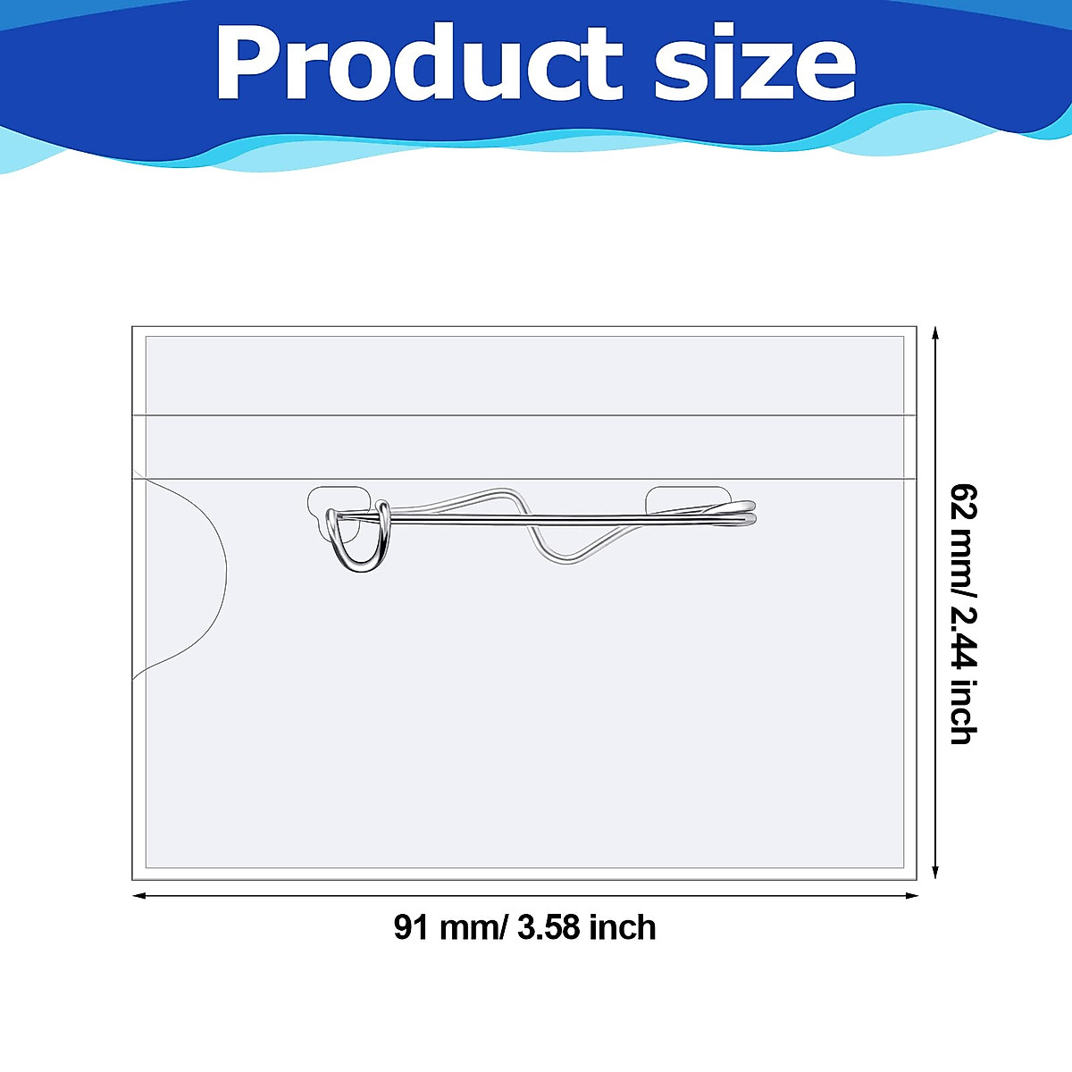 200 Pcs Pin Style Name Badge Holders ID Name Tags with Pins Clear Plastic Badge Holder with Inserts ID Card Plastic Name Badge Sleeve, 2.44 x 3.58 Inch (Silver Clip)