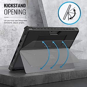 MoKo Case Fits Microsoft Surface Pro 8 13" Touchscreen 2021 Release Tablet, All-in-One Protective Rugged Cover Case with Hand Strap, Compatible with Type Cover Keyboard, Black