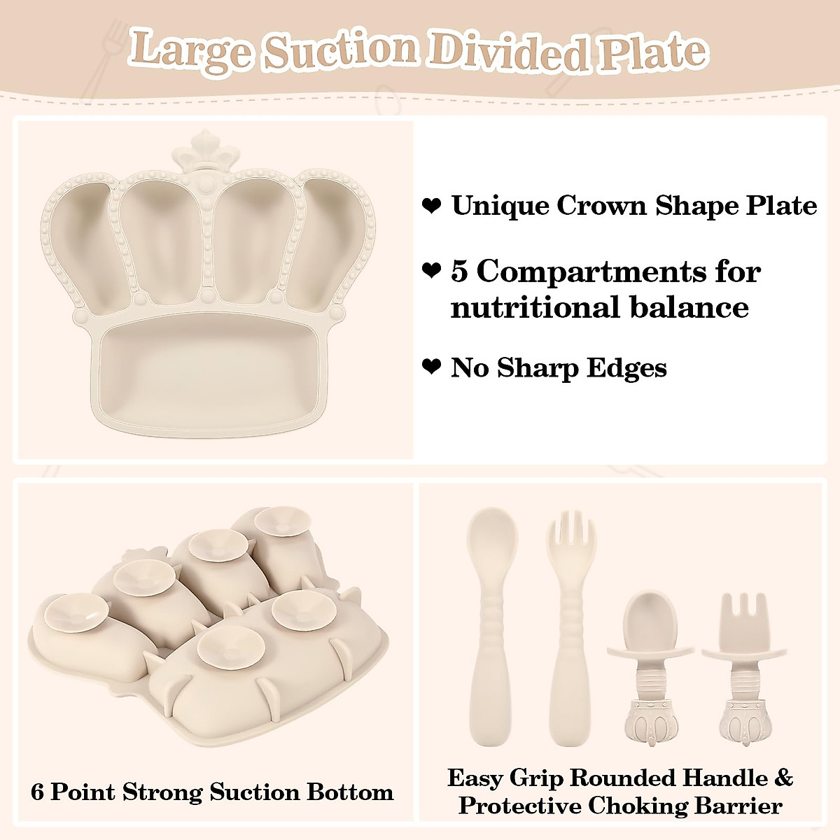 Silicone Baby Feeding Set, 10 Pcs Baby Led Weaning Supplies Suction Bowl Divided Plate Baby Bibs Fruit Feeder Baby Spoons Forks Sippy Cup Toddler Utensil Sets Baby Essentials for Newborn Gift