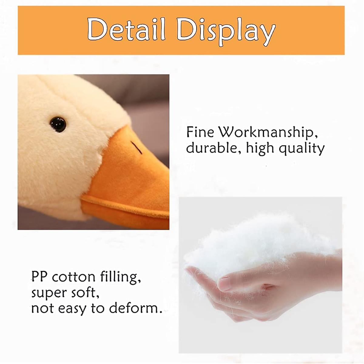 AUCOOMA Soft Plush Goose Stuffed Animals Pillow for Kids Baby, Cute Swan Plushie Toy 16"