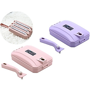 QDAOYU 2Pcs Carpet Brush Handheld Carpet Table Sweeper Triple Brush Head Carpet Table Brush Pet Hair Cleaning Brush Collector Brush (Blue+Pink)