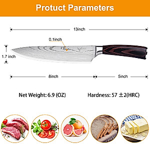 Bekhic Chef Knife - CKnife Pro Kitchen Knife 8-Inch Chef's Knife made of German High Carbon Stainless Steel ，Ergonomic Handle, Ultra Sharp