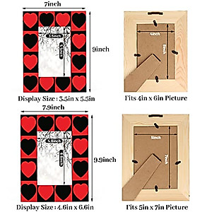 Red Black 5x7 Picture Frame Love Heart Wood Photo Frames for Table Top Display Wall Mounting Fits 5x7 Pictures Home Office Decor