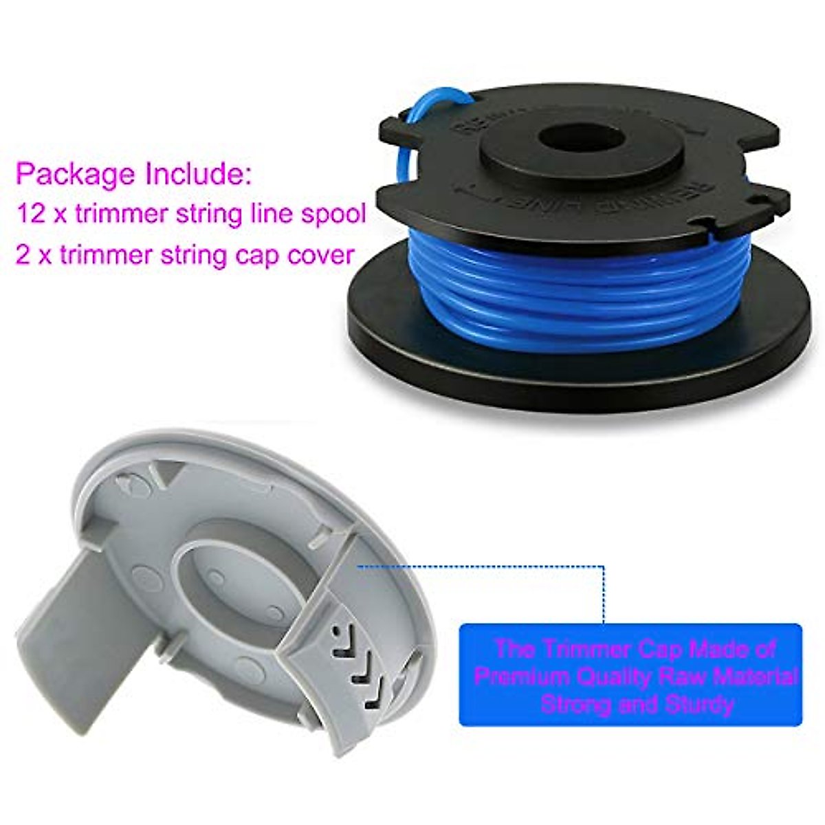 Replacement String Trimmer Spool for Ryobi Weed Wacker String,11ft 0.065" String Trimmer Line for ryobi String Trimmer Refill,for Ryobi One+ AC14RL3A 18v 24v and 40v Cordless Weed Eater(12 + 2Pack)