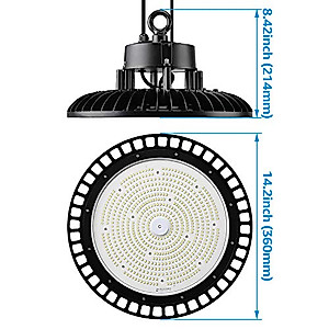 LEONLITE LED High Bay Light 240W 33,600lm 1-10V Dimmable UL Listed 5000K Daylight, 100-277V IP65 Commercial UFO LED High Bay Light for Gym Factory Warehouse Barn