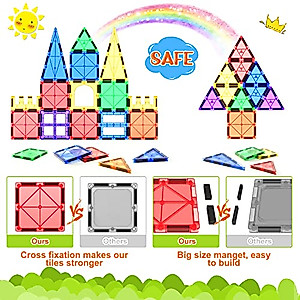 Magnetic Tiles Kids Toys STEM Magnet Toys for Toddler Magnetic Blocks Building Toys Preschool Learning Sensory Montessori Toys for 3+ Year Old Boys and Girls, Safe Creativity Toddler Kids Toys