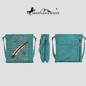 Montana West Concho Collection Concealed Carry Crossbody Women Leather Hobo Handbag for Women Turquoise MW1133G-9360TQ