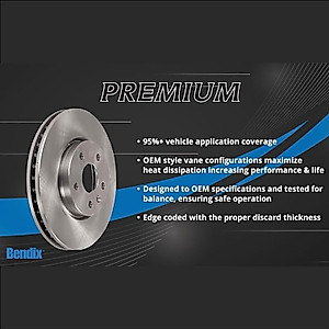 Bendix Premium PRT5537 Rear Brake Rotor for Select Models INFINITI FX35, FX37, FX45, JX35, M35h, M37, M56, Q50, Q60, Q70, Q70L, QX60, QX70, Nissan Murano, Pathfinder, Quest, Quest