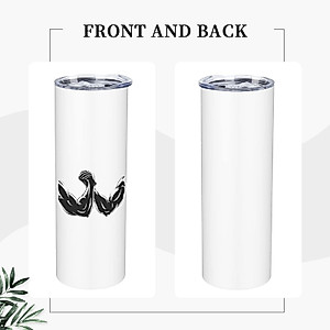 LIICHEES Black Silhouette Muscle Arm Wrestling Fighting Stainless Steel Vacuum Insulated Tumbler 20oz Coffee Cups Travel Mug Water Cup with Leak-Proof Flip Lid Metal Straw Cleaning Brush