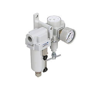 PneumaticPlus SAU420T-N04G-MEP Compressed Air Filter Regulator Combo 1/2" NPT -T-Handle, Manual Drain, Metal Bowl
