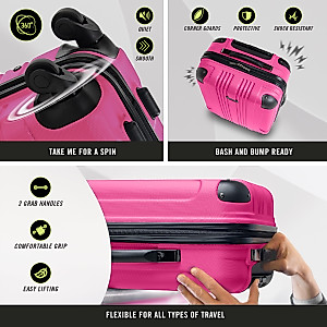 Kenneth Cole REACTION Out of Bounds Lightweight Hardshell 4-Wheel Spinner Luggage, Magenta, 2-Piece Set (20" & 28")