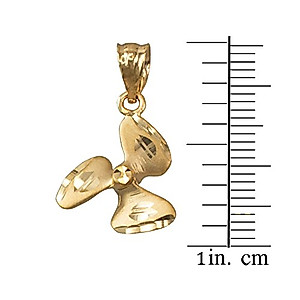 LA BLINGZ 10K Yellow Gold Satin DC Rotor Propeller Pendant