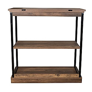 Danya B. Oslo Contemporary Industrial Horizontal 3-Tier Etagere Bookshelf – Standing Open 3-Shelf Bookcase Unit – Black Iron Metal & Maple Finish