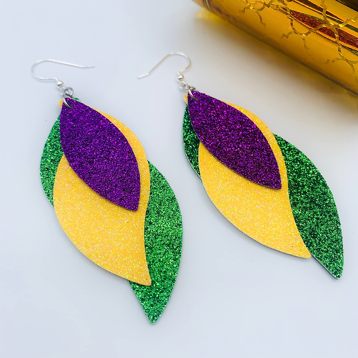 Mardi Gras Earrings for Women - New Orleans Earrings - Mardi Gras Jewelry Accessories (Faith)