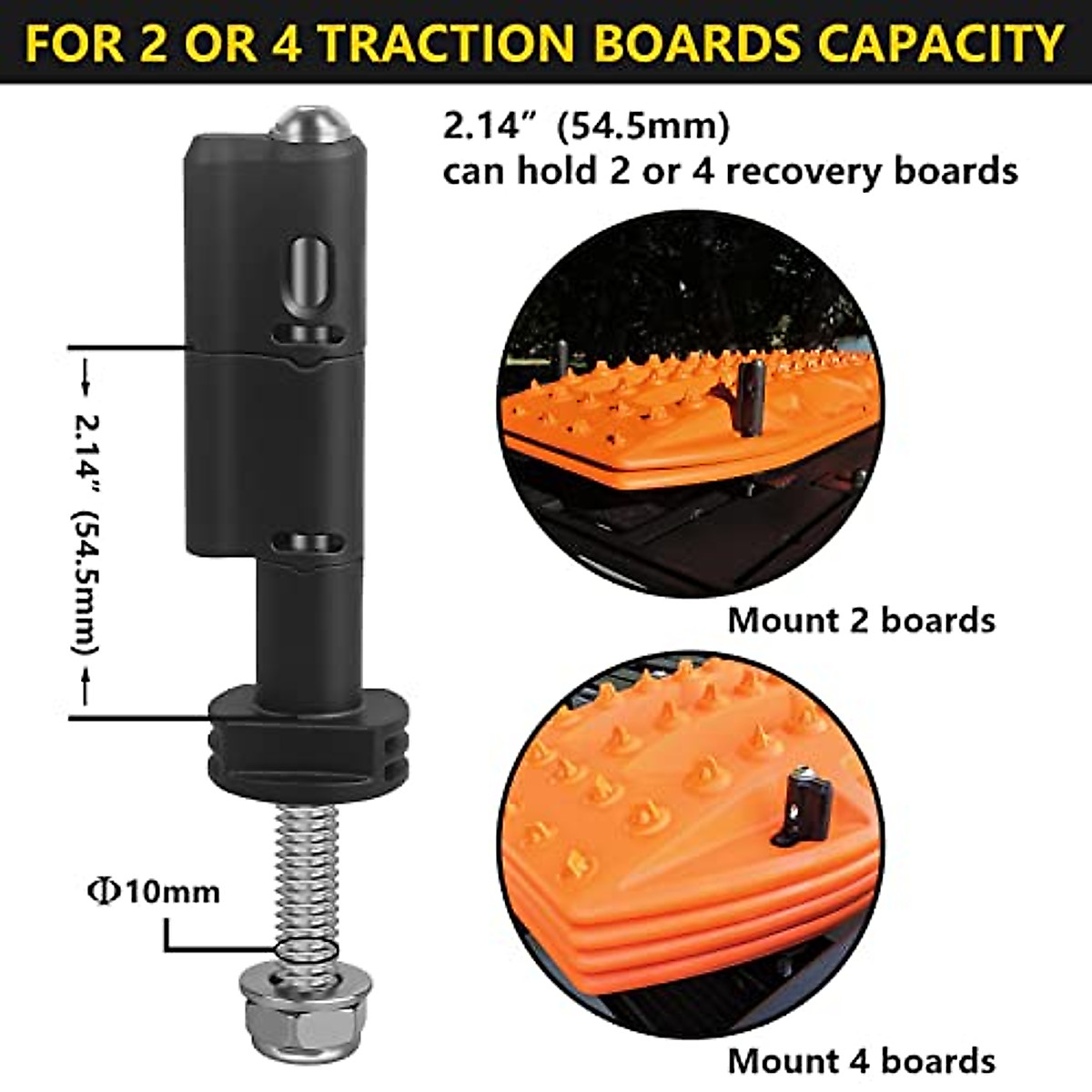 Mounting Pins Fit for MaxTrax MKII Recovery/Traction Boards, Lockable Theftproof Safety Mounting Pins Set, 4 Pack