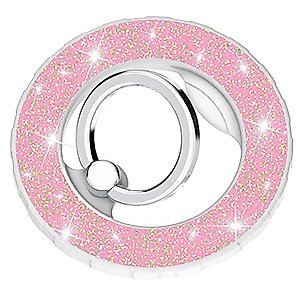 ROMSEA Magnetic Phone Ring Holder Stand, Adjustable Finger Ring Grip Collapsible Kickstand Compatible with for iPhone 14 13 12 Mag Safe Case Removable for Wireless Charging, Pink…