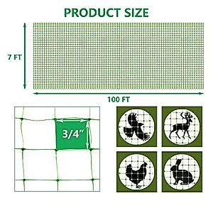 UWIOFF Garden Netting, 7 x 100 FT Bird Netting for Garden Protection, Green Deer Netting for Plants Fruit Trees Vegetables from Birds, Squirrels, Other Animals